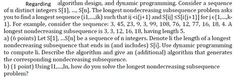 Solved Regarding Algorithm Design And Dynamic Programming Chegg