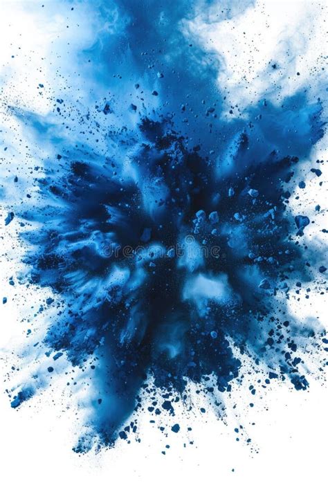 Vibrant Blue Powder Exploding On A Clean White Backdrop Suitable For Various Design Projects
