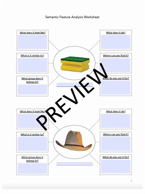 Semantic Feature Analysis Worksheet For Speech Therapy Editable Fillable Printable Pdf