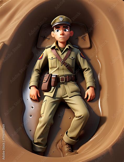 Battlefield Image Of A Dead Soldier Lying Down In A Muddy Trench