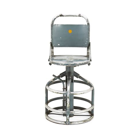 Industrial Silver Metal Cage Base Stool Gil And Roy Props