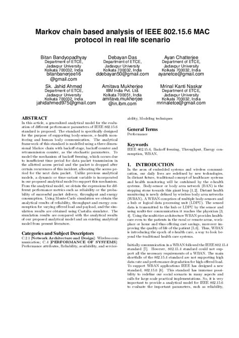Pdf Markov Chain Based Analysis Of Ieee 802156 Mac Protocol In Real