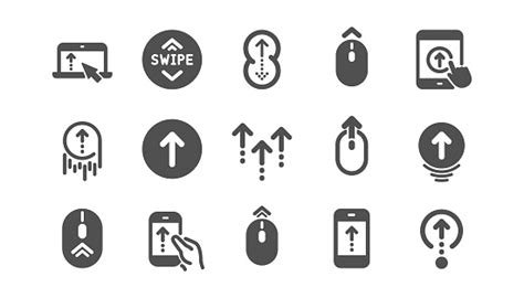 아이콘을 위로 스 와이프합니다 마우스 스크롤 방문 페이지 스 와이프 기호 클래식 세트 벡터 0명에 대한 스톡 벡터 아트 및 기타