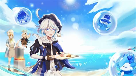 Lumine Furina Paimon And Furina Genshin Impact Drawn By Qise