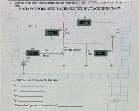 solved 1 build the circuit below using multisim be sure to