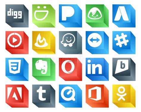 20 Social Media Icon Pack Including Adobe Linkedin Waze Opera