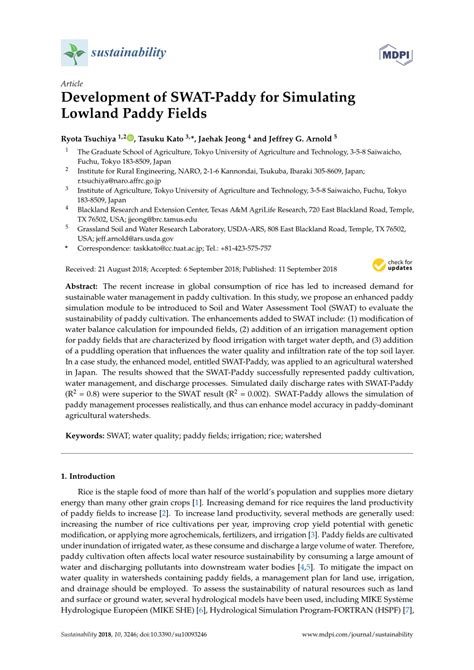 Pdf Development Of Swat Paddy For Simulating Lowland Paddy Fields