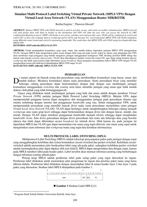 Pdf Simulasi Multi Protocol Label Switching Virtual Private Network Mpls Vpn Dengan Virtual