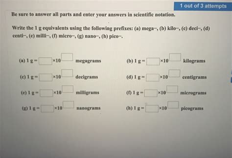 Solved Write The 1 G Equivalents Using The Following