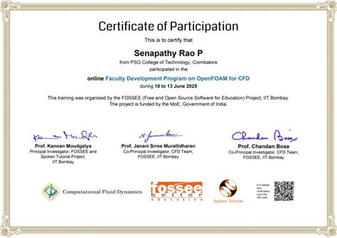 🌊 Grateful To Have Attended The Openfoam Faculty Development Programme