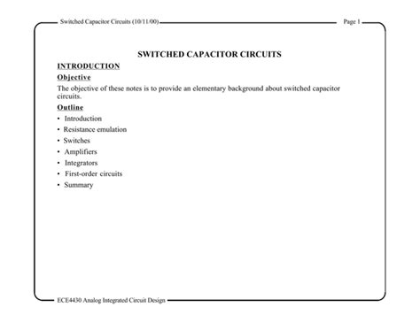 Switched Capacitor Circuits