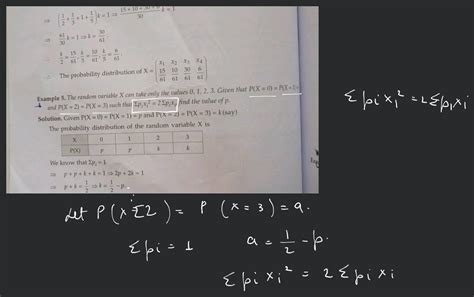 Example 5 The Random Variable X Can Take Only The Values 0123 Give P