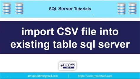 Import Csv File Into Existing Table Sql Server Youtube