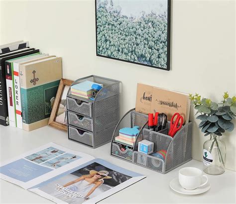 Buy Easypag Mesh Desk Tidy 2 Piece Organiser Set Versatile Desktop Tidy Pen Holder And 3 Tier