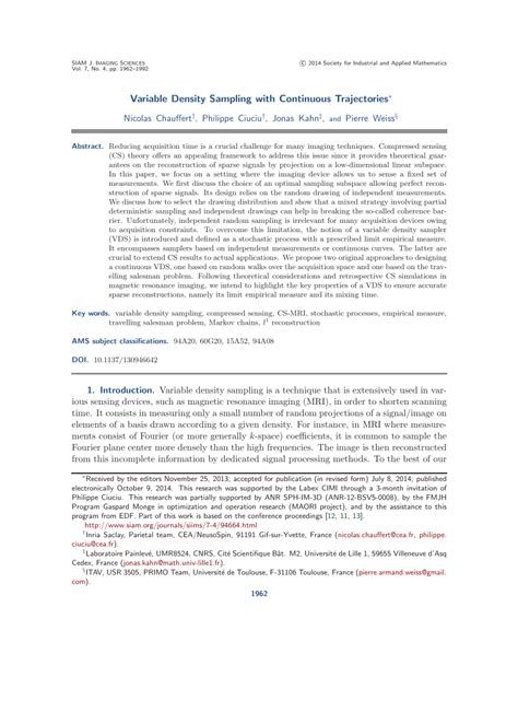 Pdf Variable Density Sampling With Continuous Trajectories