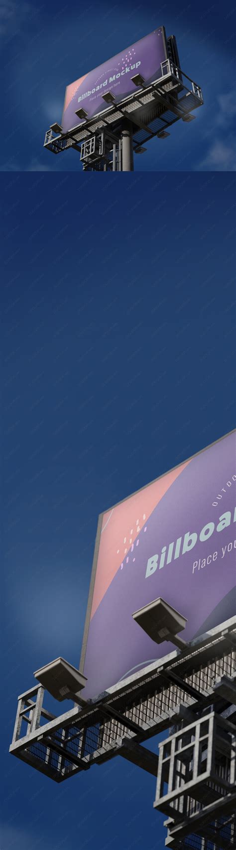 户外广告牌高炮擎天柱样机PSD模型 5000PX 3