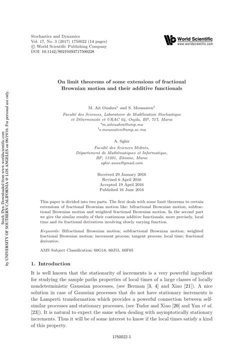 Pdf On Limit Theorems Of Some Extensions Of Fractional Brownian Motion And Their Additive