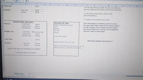 Find The Break Even Using A CVP Data Table For Rick S Chegg Com