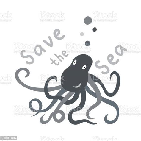 거품과 텍스트가있는 문어는 바다를 흰색으로 저장합니다 갑각류에 대한 스톡 벡터 아트 및 기타 이미지 갑각류 갑오징어류