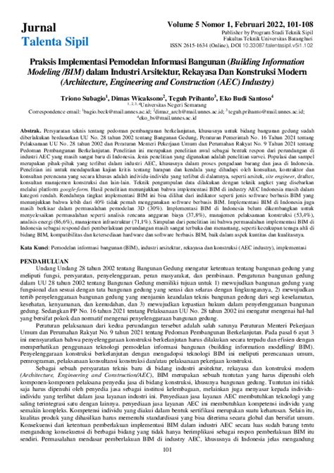Pdf Praksis Implementasi Pemodelan Informasi Bangunan Building Information Modeling Bim
