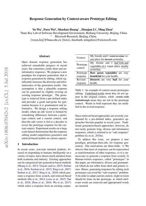 Response Generation By Context Aware Prototype Editing