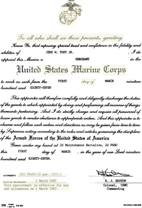 Usmc Promotion Warrant Template Marine Corps Promotion Manual Volume