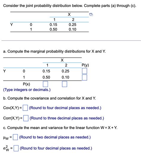 Solved Consider The Joint Probability Distribution Below