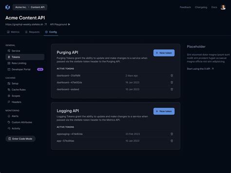 Settings Config Page Access Tokens Dark Mode Dashboard Design Template Web Ui Design