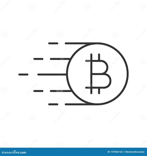 Flying Bitcoin Linear Icon Stock Vector Illustration Of Finance 197066126
