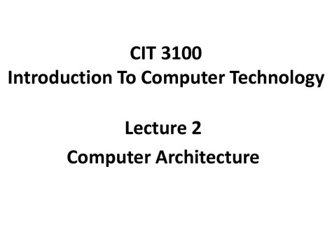 Solution Lecture Computer Architecture Studypool
