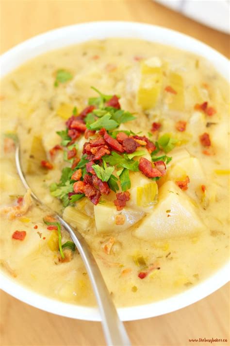 Crock Pot Potato Bacon Leek Soup Slow Cooker The Busy Baker