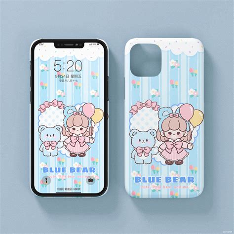 小熊兔兔少女日系手机壳风格插画设计作品 设计人才灵活用工 设计dna