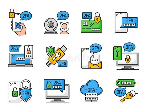 2fa two factor verification icon e mail password stock vector