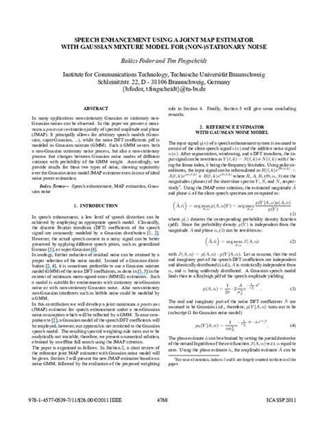 Pdf Speech Enhancement Using A Joint Map Estimator With Gaussian