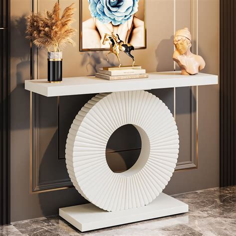 Tribesigns Modern Console Table Furniture With Geometric Base 40 Inch