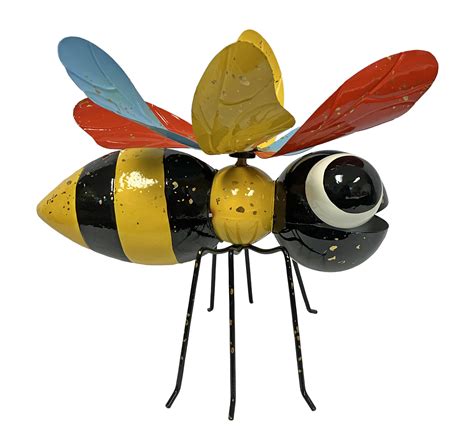 August Grove Metal Bumble Bee Outdoor Wind Sculpture Yard Ornament