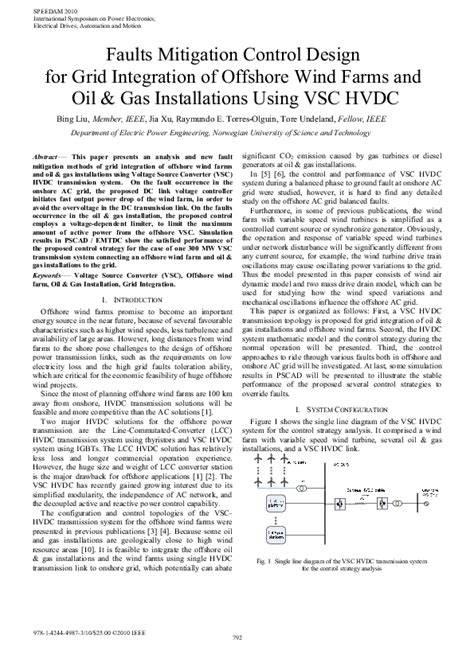 Pdf Faults Mitigation Control Design For Grid Integration Of Offshore Wind Farms And Oil And Gas
