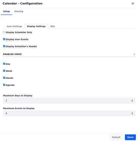 Configuring The Calendar Widget Liferay Official Documentation