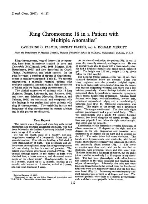 Ring Chromosome 18 In A Patient With Multiple Anomalies Pmc