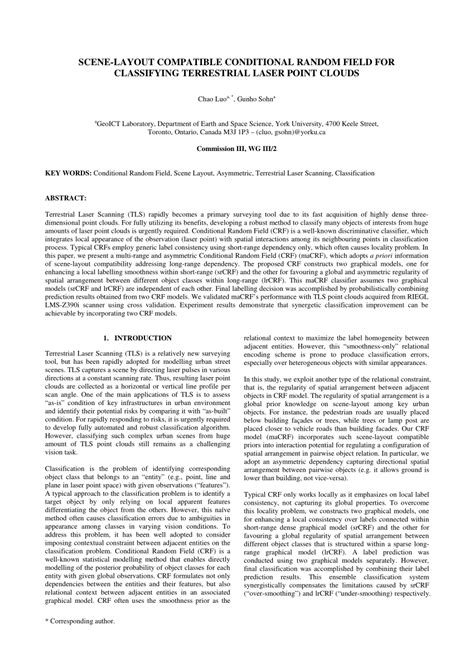 Pdf Scene Layout Compatible Conditional Random Field For Classifying Terrestrial Laser Point