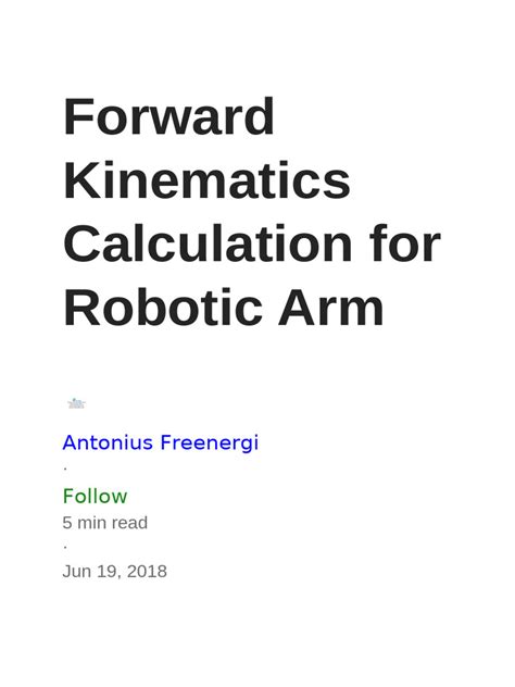 Forward Kinematics Calculation For Robotic Arm Pdf