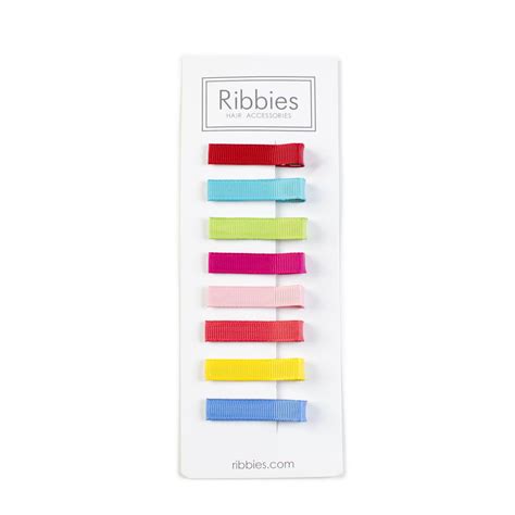 Simple Clip Set Of 8 Bright Ribbies Hair Accessories