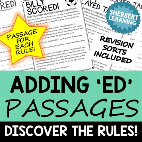 Adding ED Discover The Rules To Add ED Suffix Reading Passages Sherbert Learning