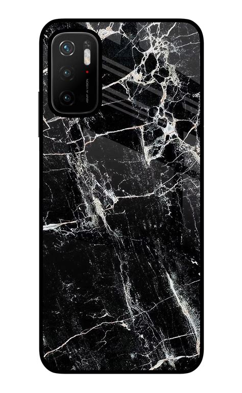 Buy Now Black Marble Texture Glass Case For Poco M3 Pro 5g Online