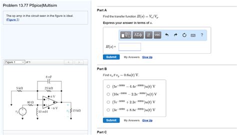 Solved Problem 1377 Pspice Multisim Part A The Op Amp In