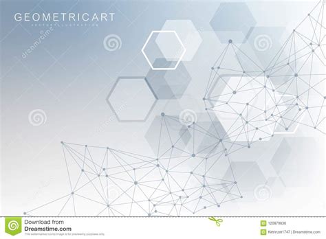 Science Network Pattern Connecting Lines And Dots Technology Hexagons