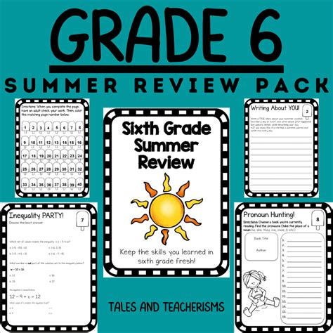 Sixth Grade Summer Review Packet 40 Days Of Ela And Math 52 Off