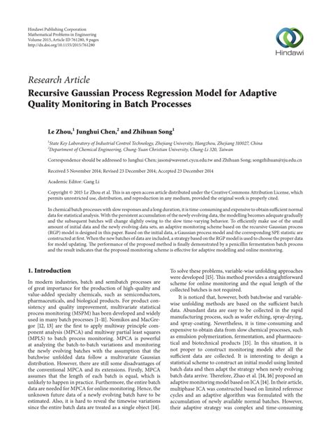 Pdf Recursive Gaussian Process Regression Model For Adaptive Quality