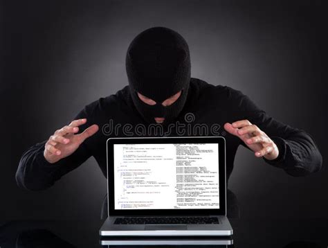 Man Stealing Data From A Laptop Stock Photo Image Of Internet Criminal 20506206
