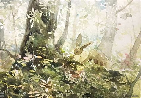 Eevee In The Forest By Kamonabeekon Scrolller